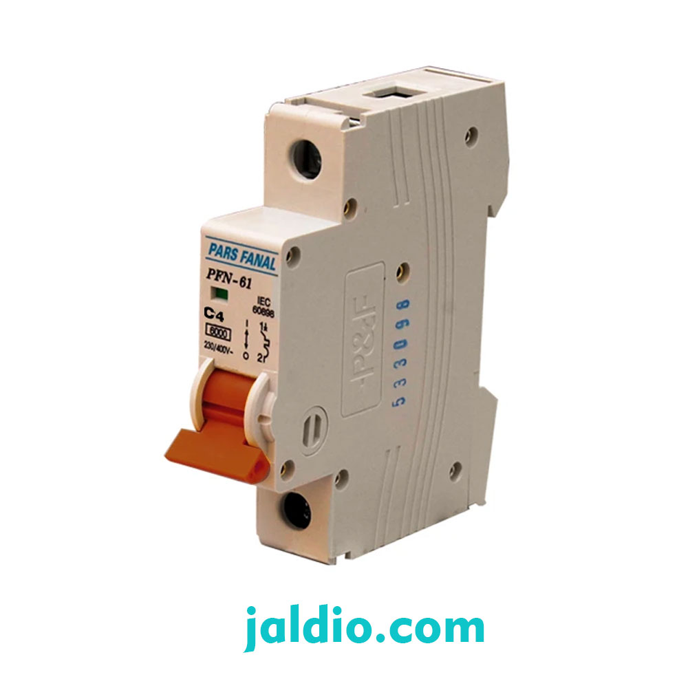 مینیاتوری تک پل 4 آمپر تیپ C پارس فانال ظرفیت قطع 6 کیلو کد PFN 1P 4A C - جلدیو برق صنعتی | با ...