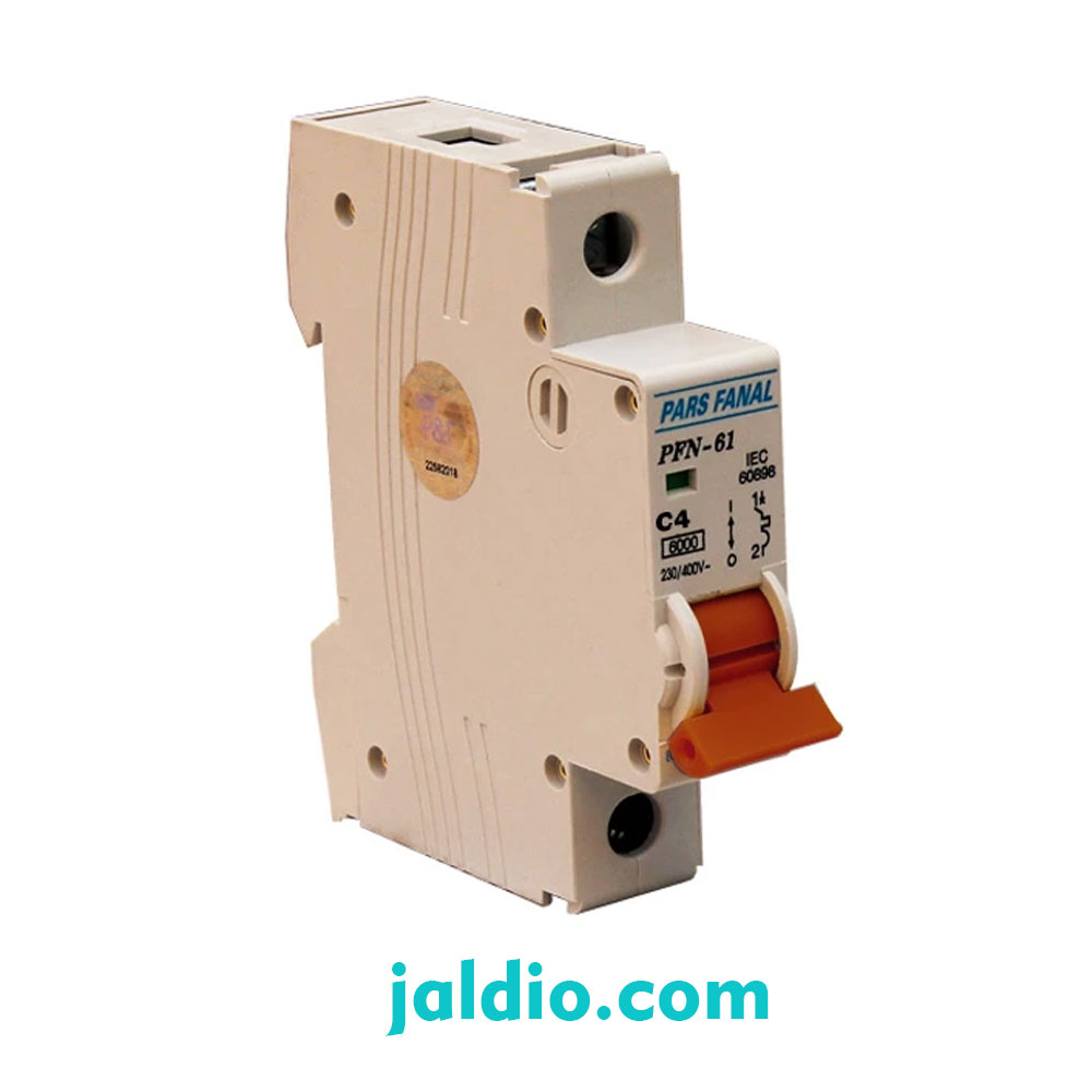 مینیاتوری تک پل 4 آمپر تیپ C پارس فانال ظرفیت قطع 6 کیلو کد PFN 1P 4A C - جلدیو برق صنعتی | با ...
