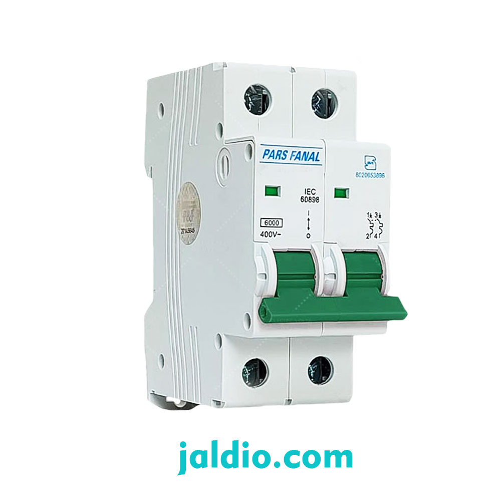قیمت و خرید مینیاتوری دو پل 6 آمپر تیپ B پارس فانال ظرفیت قطع 6 کیلو کد PFN 2P 6A B - جلدیو برق ...