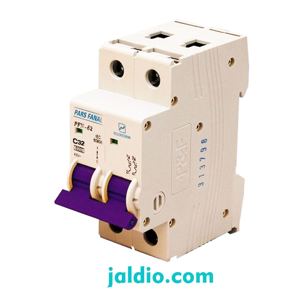 قیمت و خرید مینیاتوری دو پل 32 آمپر تیپ C پارس فانال ظرفیت قطع 6 کیلو کد PFN 2P 32A C - جلدیو ...