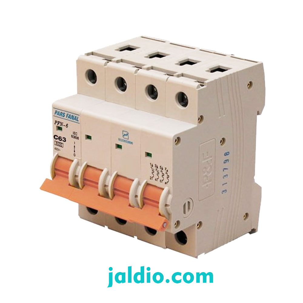 قیمت و خرید مینیاتوری سه فاز با نول 63 آمپر تیپ C پارس فانال ظرفیت قطع 6 کیلو کد PFN 3P+N 63A C ...