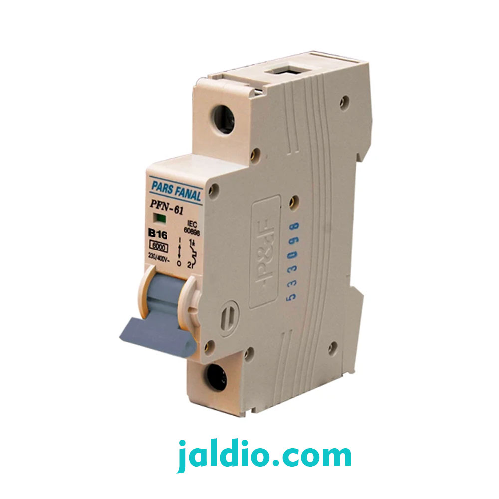 مینیاتوری تک پل 16 آمپر تیپ B پارس فانال ظرفیت قطع 6 کیلو کد PFN 1P 16A B - جلدیو برق صنعتی | با ...
